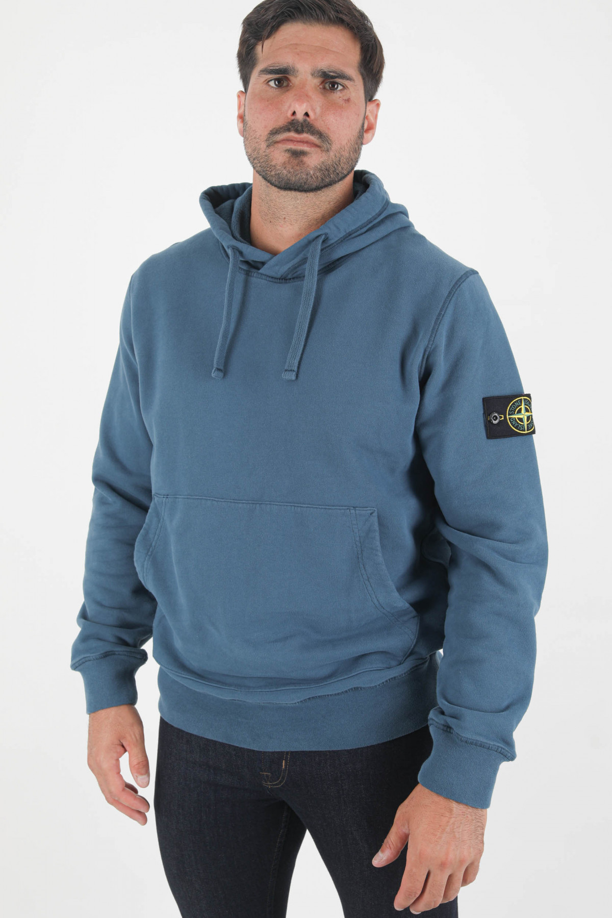 SWEAT A CAPUCHE STONE ISLAND BLEU PETROLE 751564120-V0023