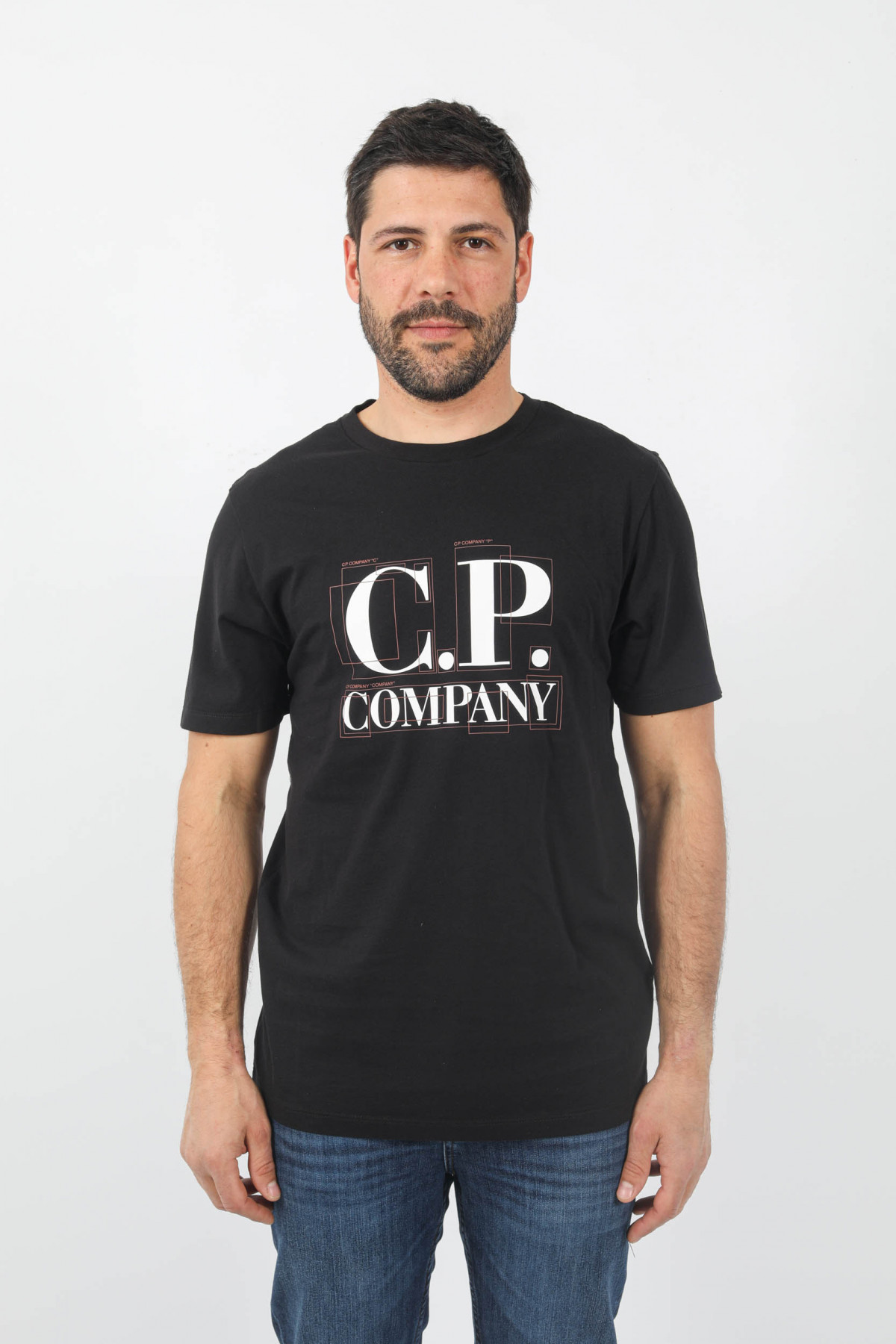 T-SHIRT C.P COMPANY NOIR LOGO CARRE S189A-999