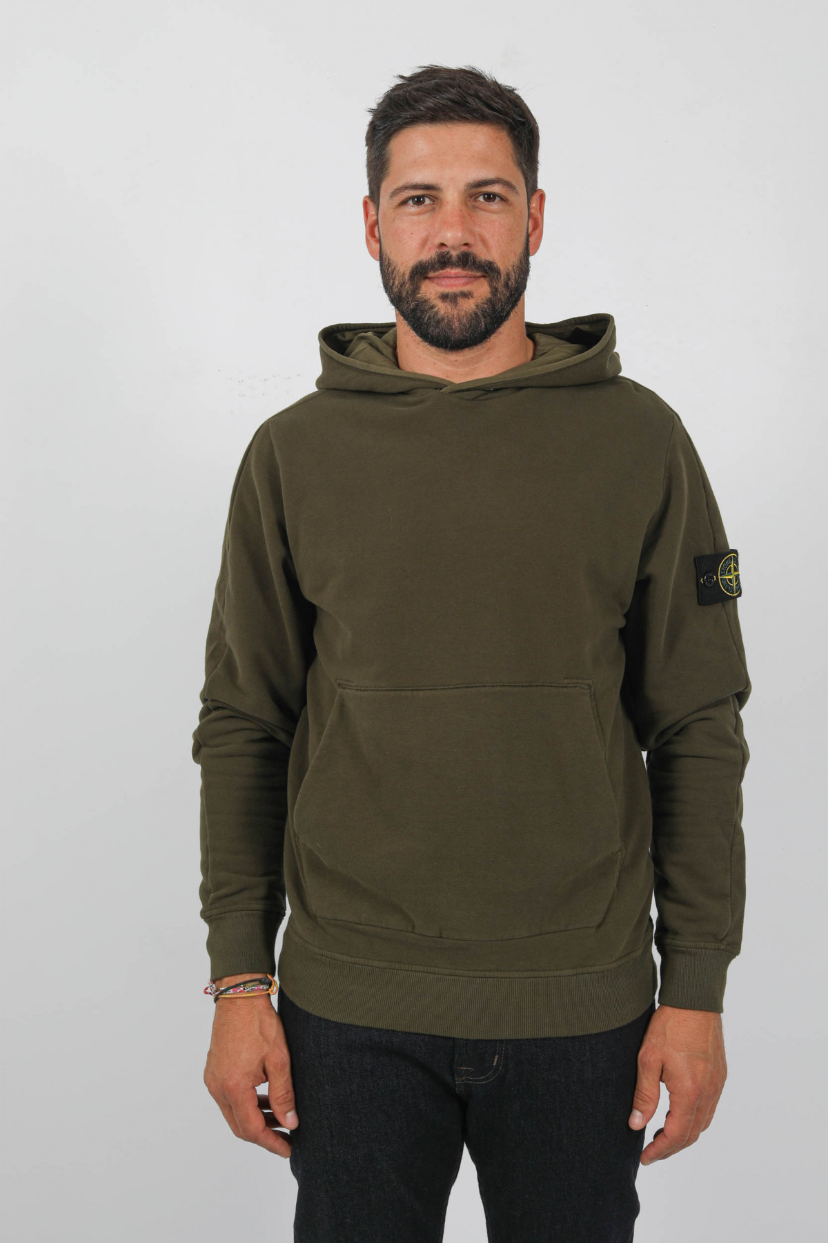 SWEAT A CAPUCHE STONE ISLAND COTON STRETCH KAKI 791561252-V0058