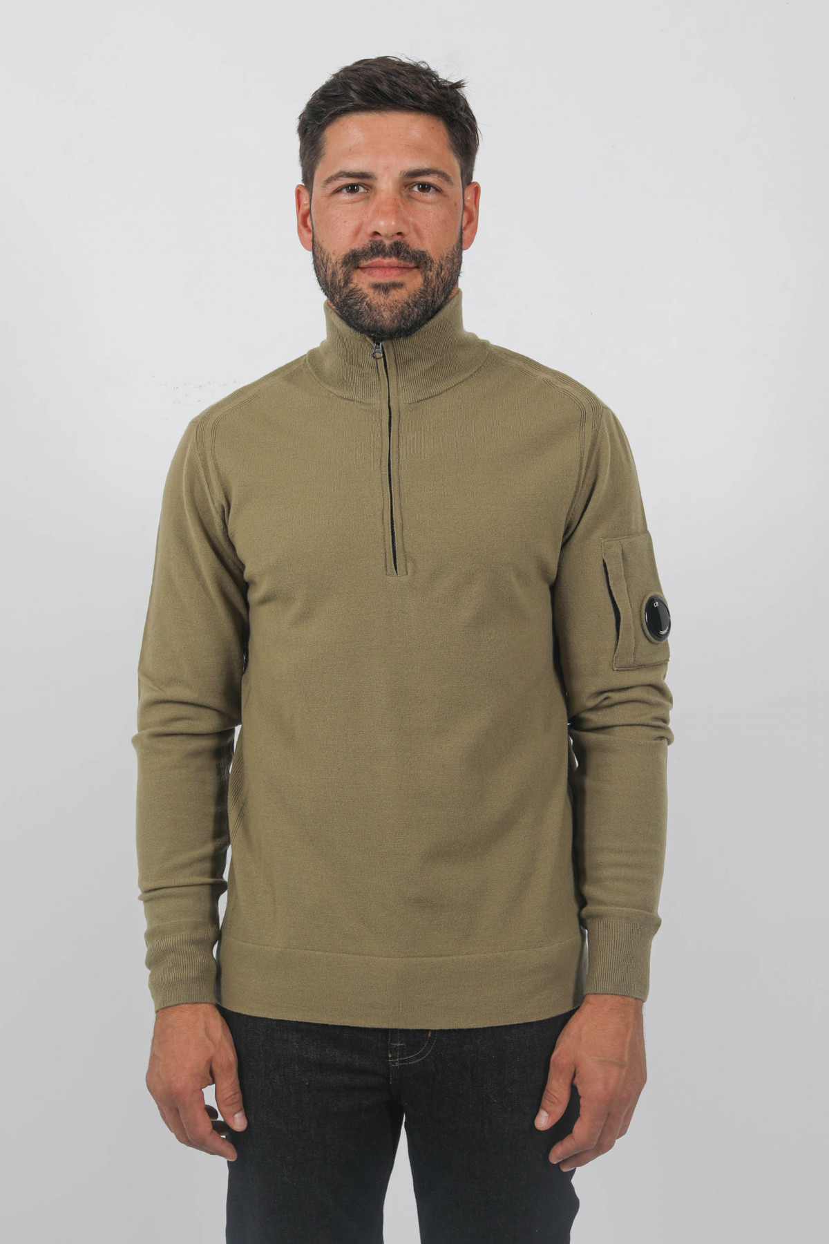 PULL C.P COMPANY COL DEMI ZIP BEIGE N073A-335