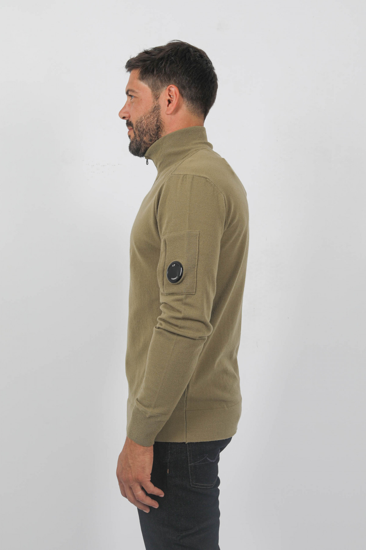 PULL C.P COMPANY COL DEMI ZIP BEIGE N073A-335