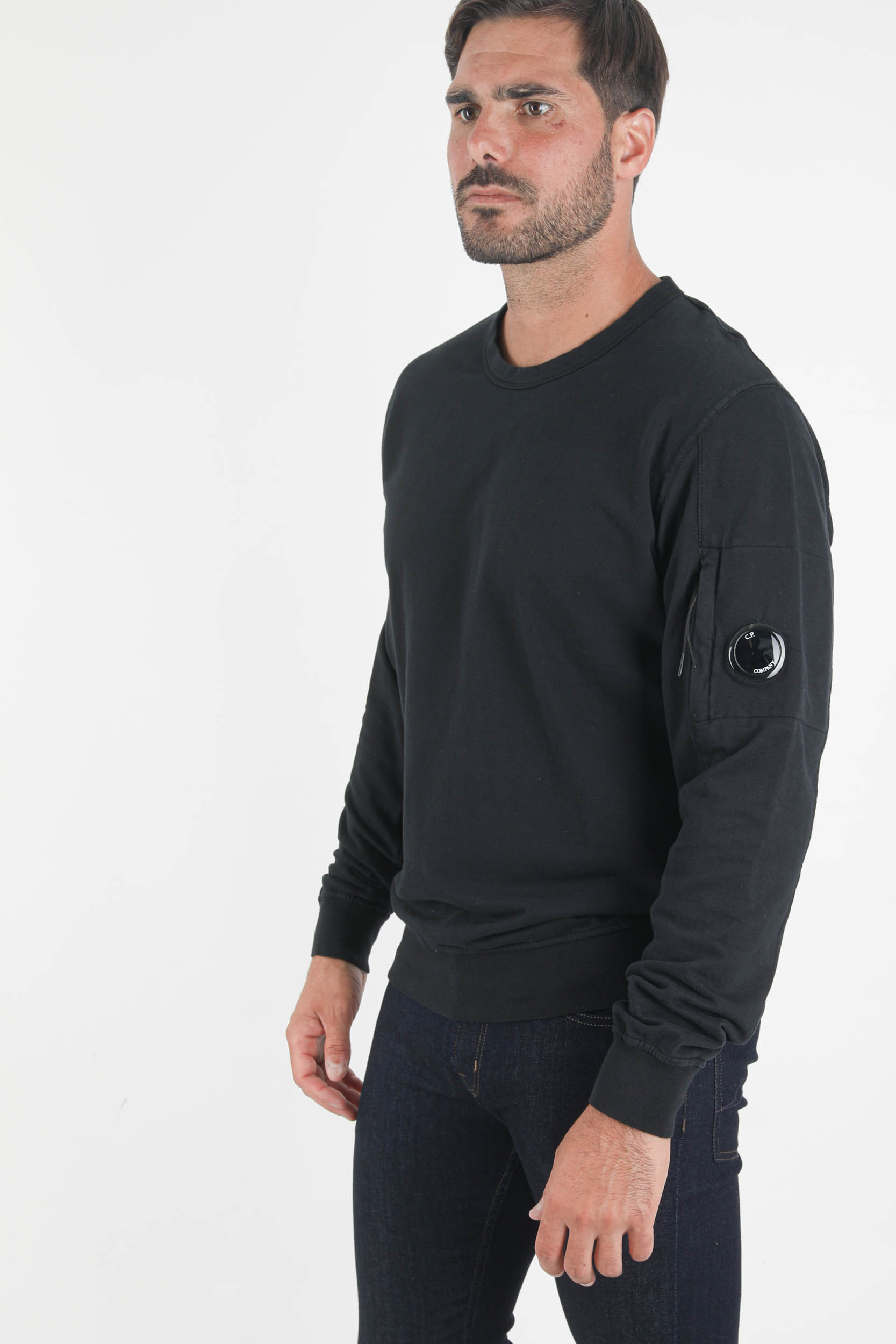 SWEAT COL ROND FIN C.P COMPANY NOIR S075A-999